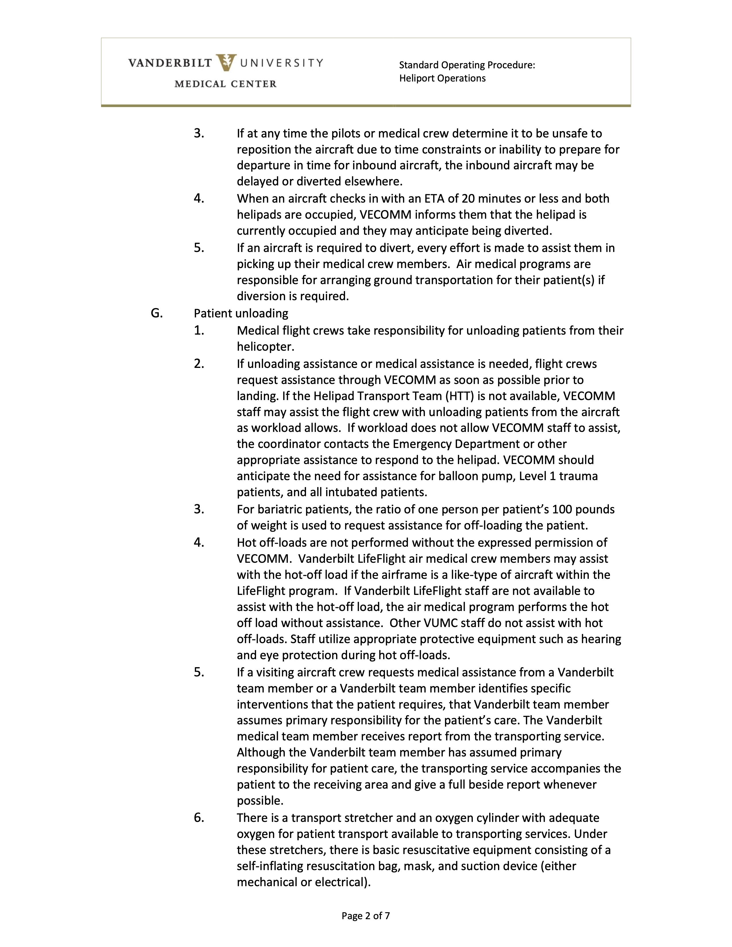 Helipad Usage for Visiting HEMS Providers | Vanderbilt LifeFlight