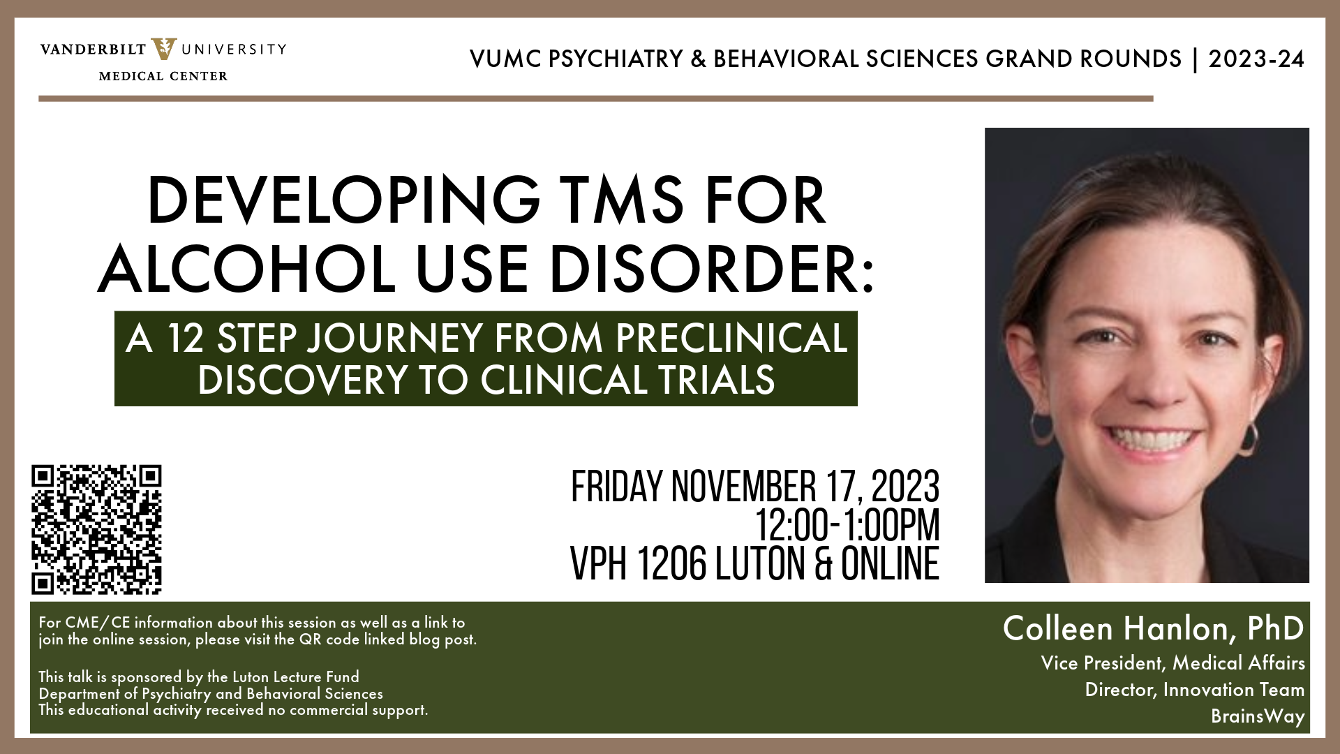 Psychiatry Grand Rounds 11/17 | Colleen Hanlon, PhD | Department of ...